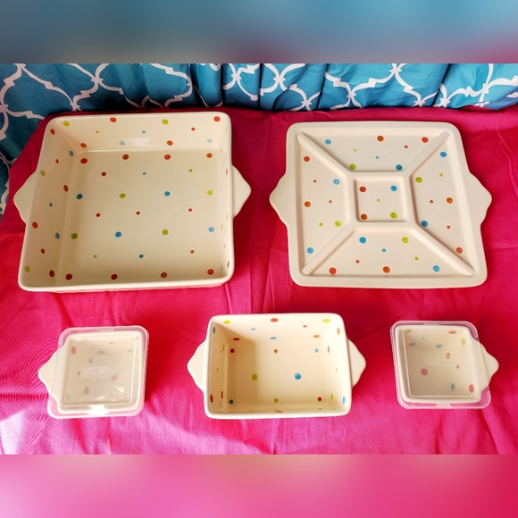 Temp-Tations | Kitchen | Temptations Cream Polka Dot Ovenware | Poshmark